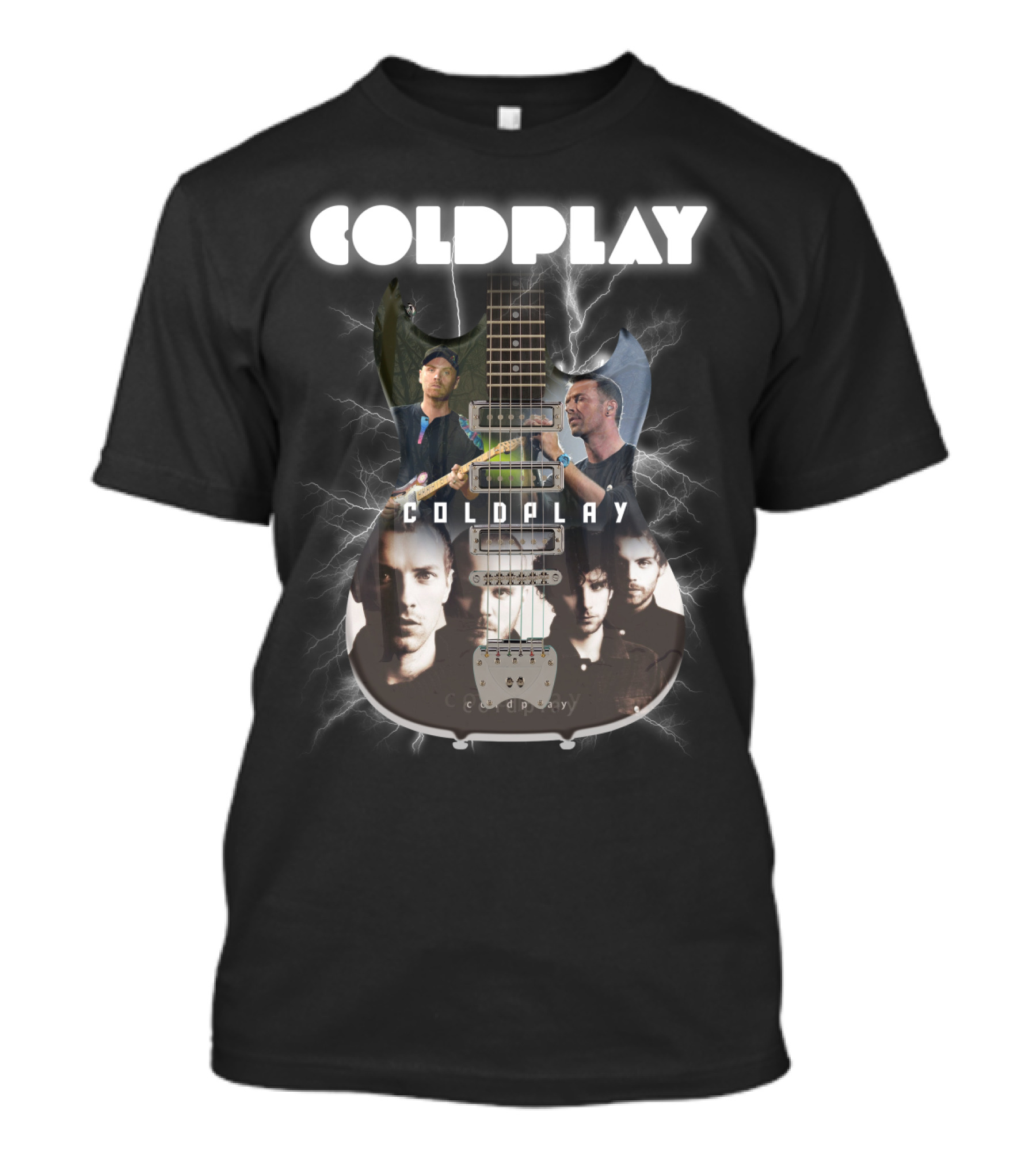 COLDPLAY Electric Guitar Lightning Portraits T-Shirt