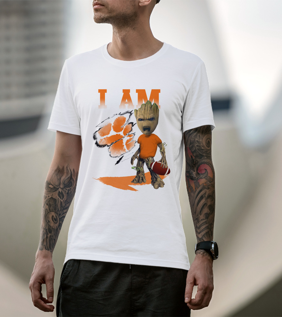 I AM Clemson Tiger Groot Football T-Shirt