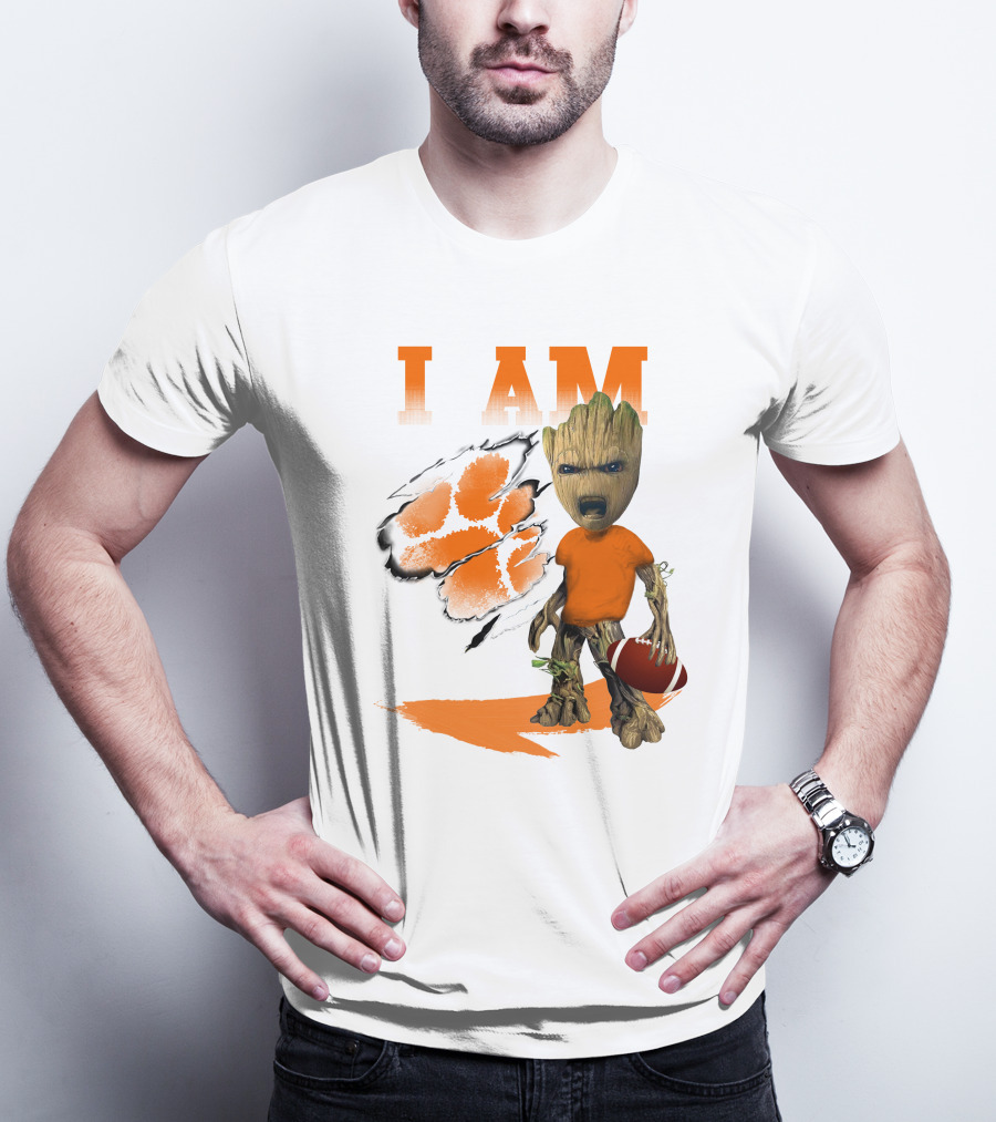 I AM Clemson Tiger Groot Football T-Shirt
