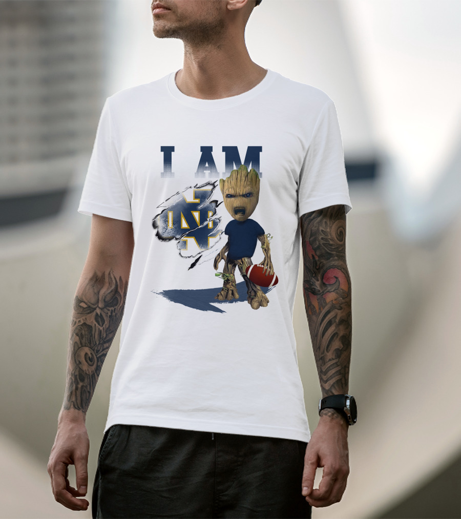 I AM Notre Dame Fighting Irish Groot Football T-Shirt