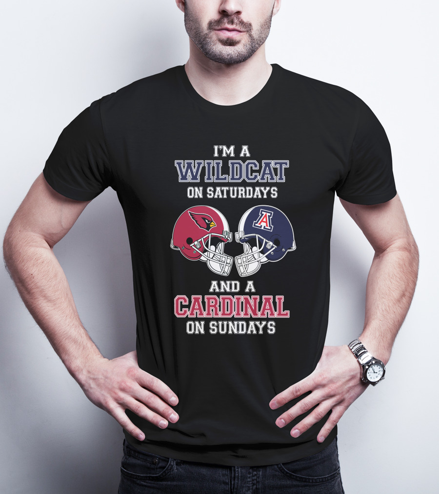 Wildcat On Saturdays Cardinal On Sundays Football Helmets T-Shirt