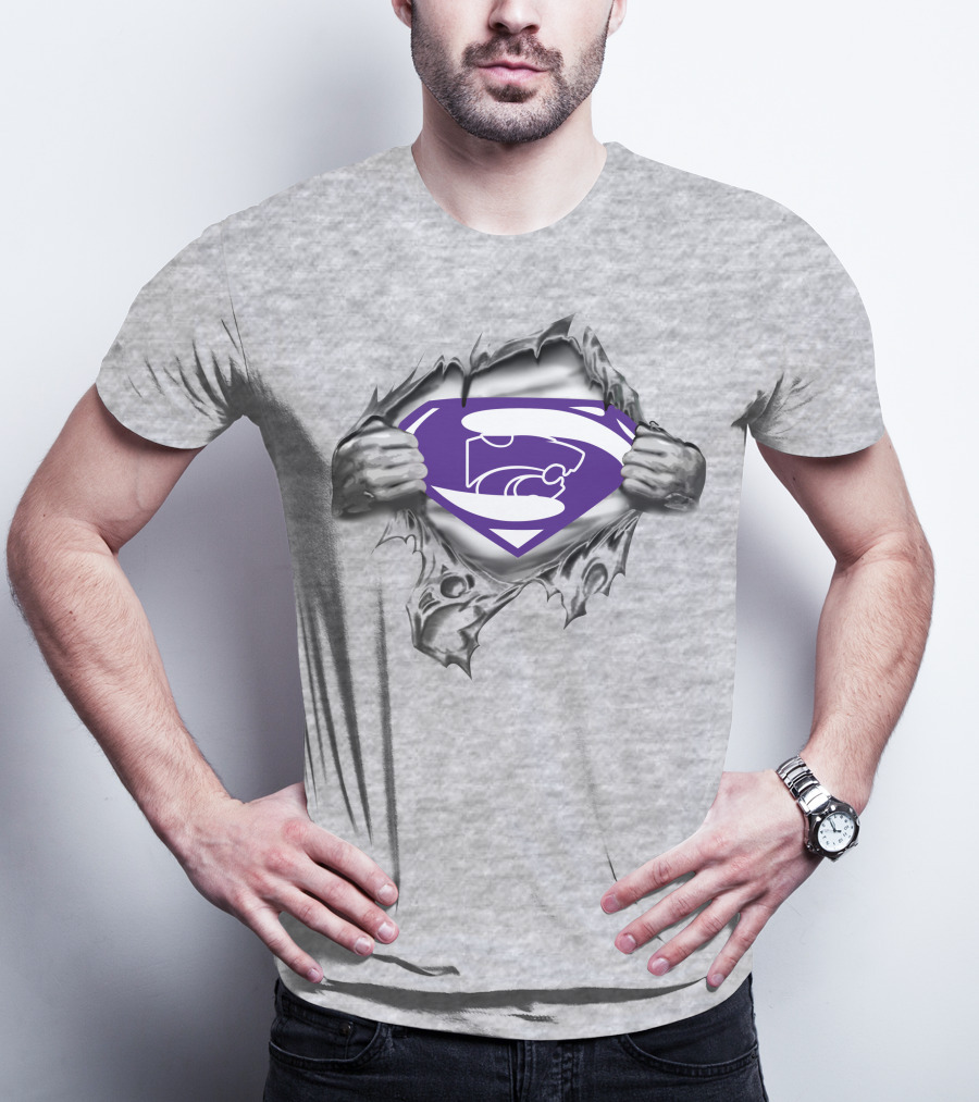Kansas State Wildcats Superman Logo Ripped Shield T-Shirt