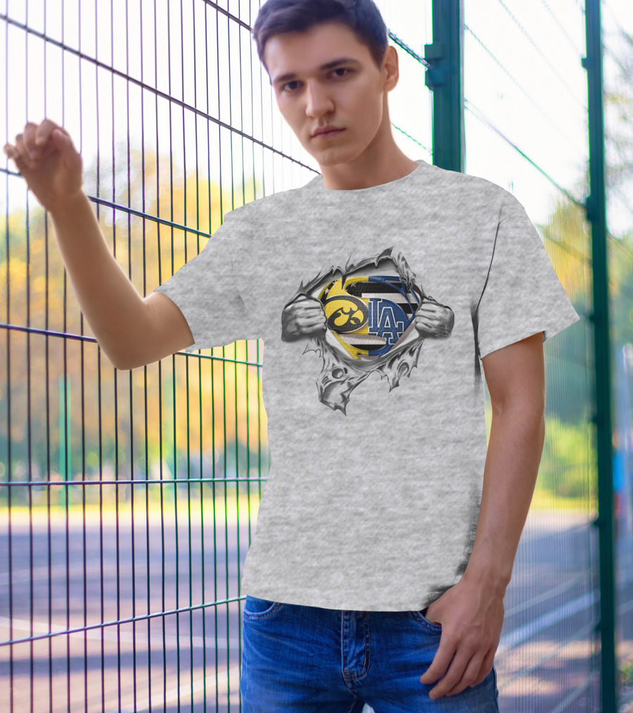 Hawkeyes Dodgers Superman Logo Crossover Emblem T-Shirt