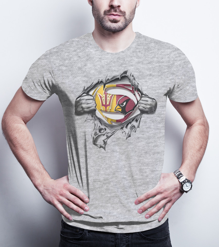 Arizona State Devils Cardinals Super Man Logo Mashup T-Shirt