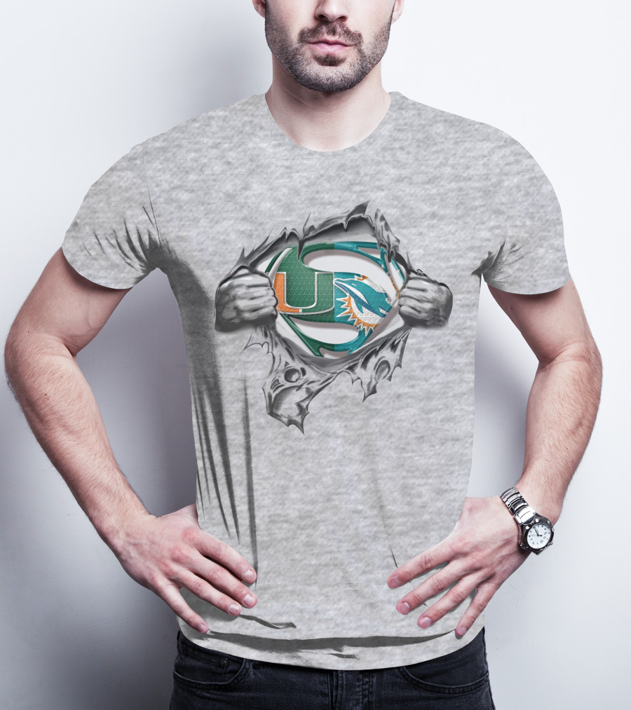 Dolphins Hurricanes Superman Logo Mashup T-Shirt