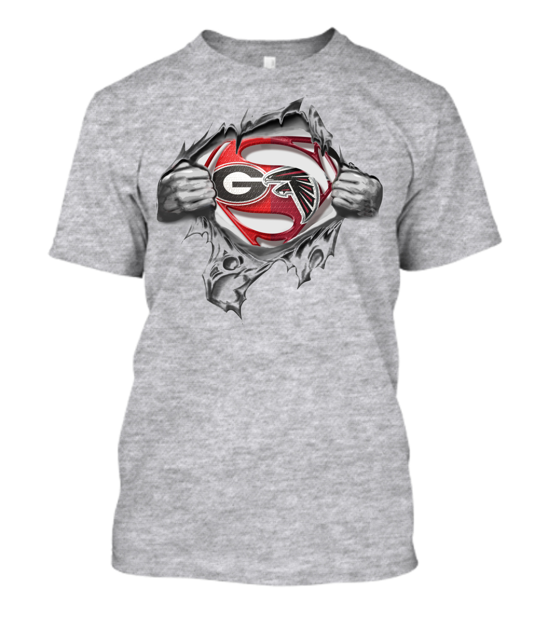 Georgia Bulldogs Atlanta Falcons Superman Logo Fusion T-Shirt
