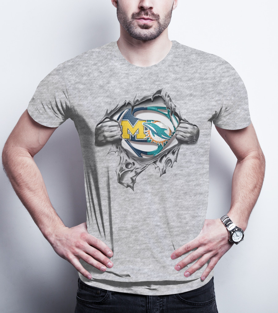 Wolverines Dolphins Superman Logo Mashup T-Shirt
