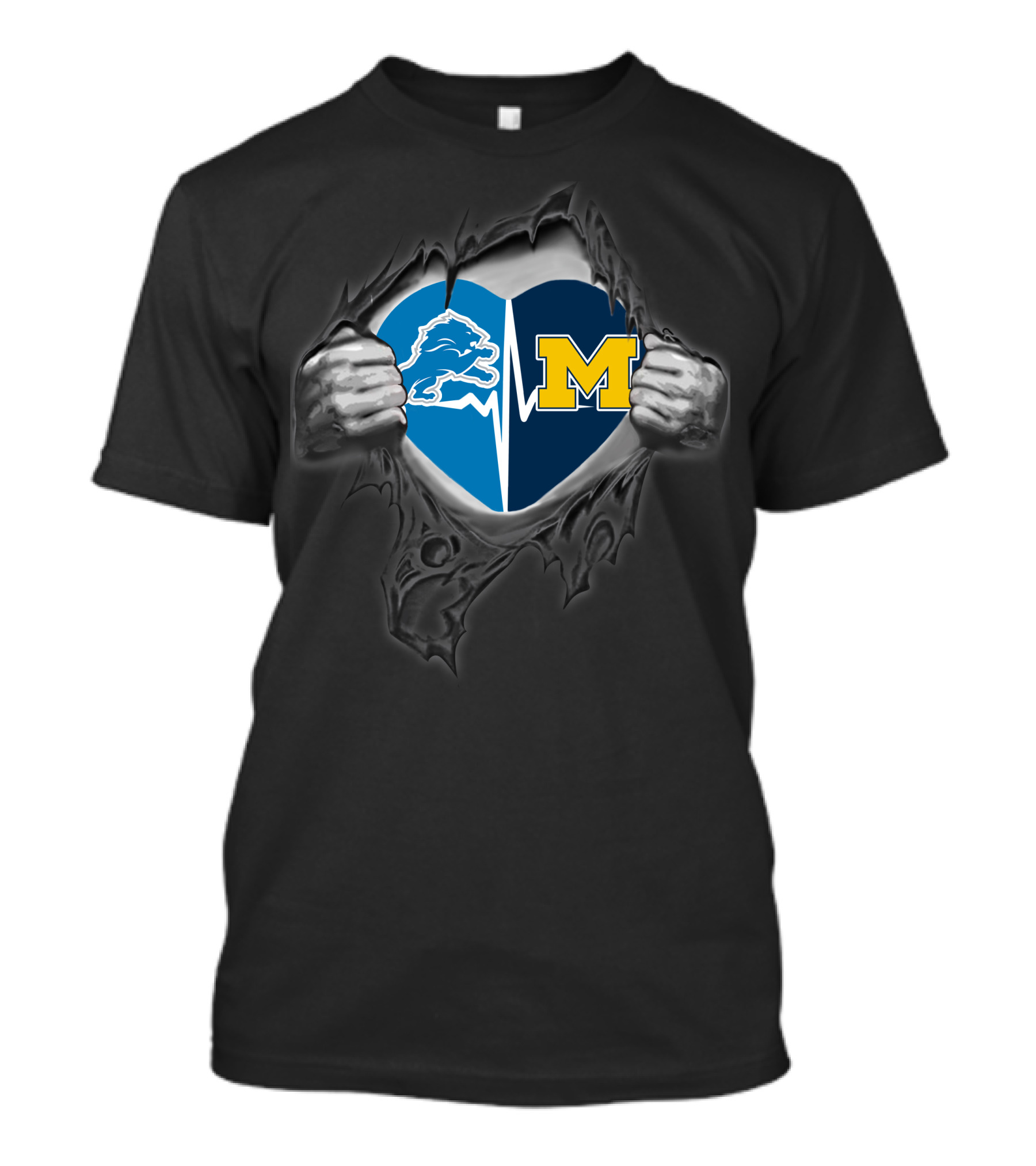Detroit Lions Michigan Wolverines Heart T-Shirt