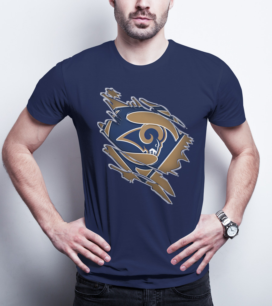 Rams Super Man Logo With Rip Effect T-Shirt