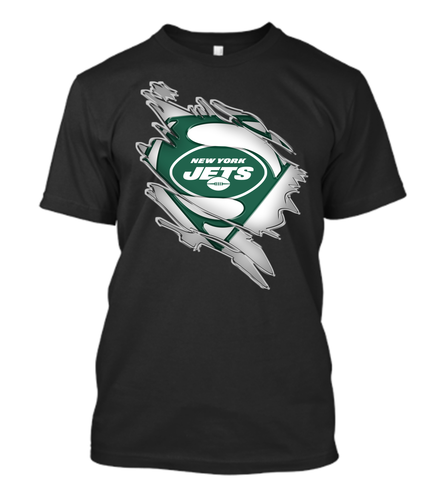 New York Jets Super Man Logo Rip T-Shirt