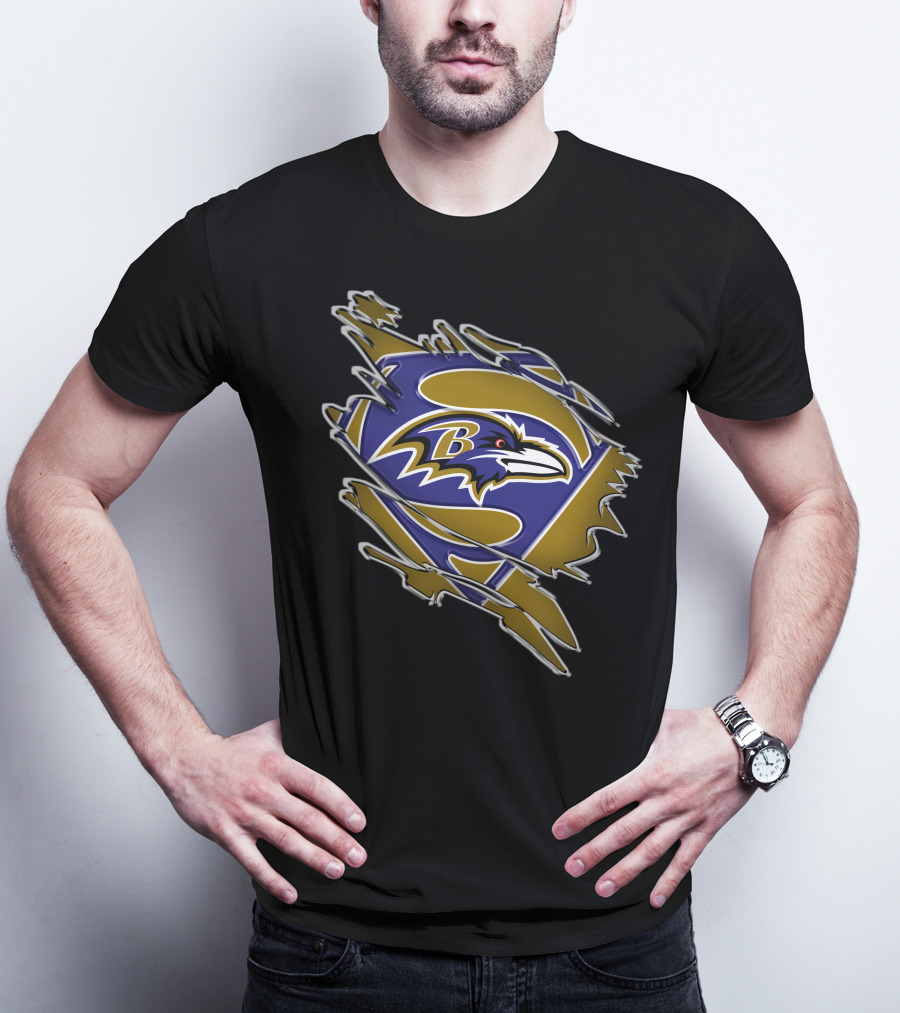 Baltimore Ravens Superhero Logo Burst T-Shirt