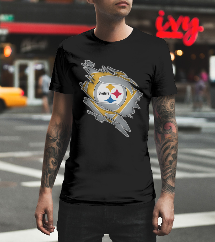 Steelers Logo Superhero Ripped T-Shirt