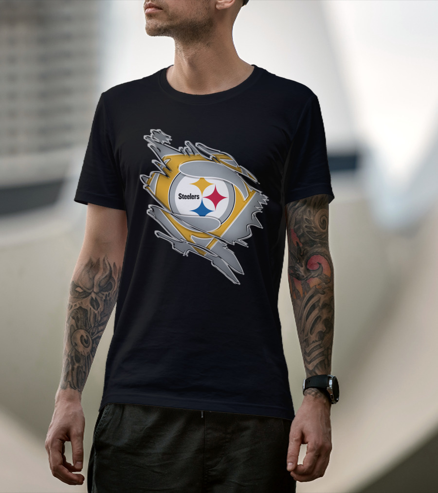 Steelers Logo Superhero Ripped T-Shirt