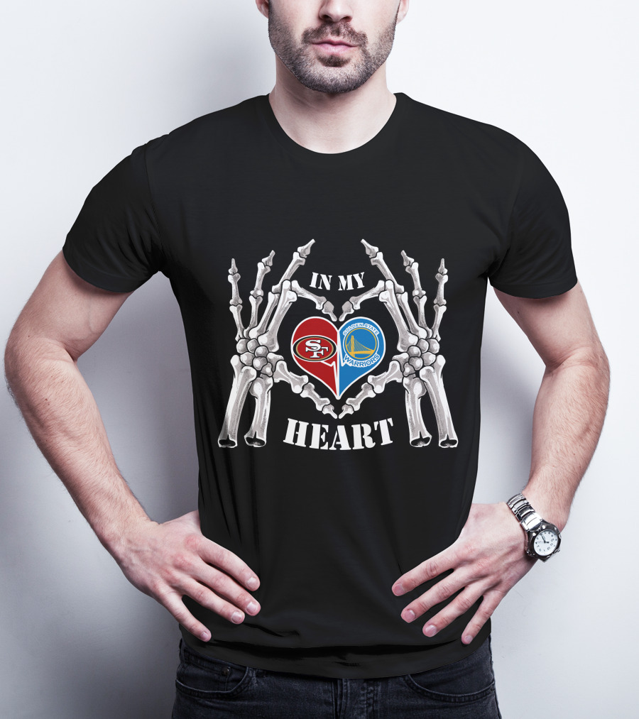 49ers Warriors In My Heart Halloween Skeleton Theme T-Shirt