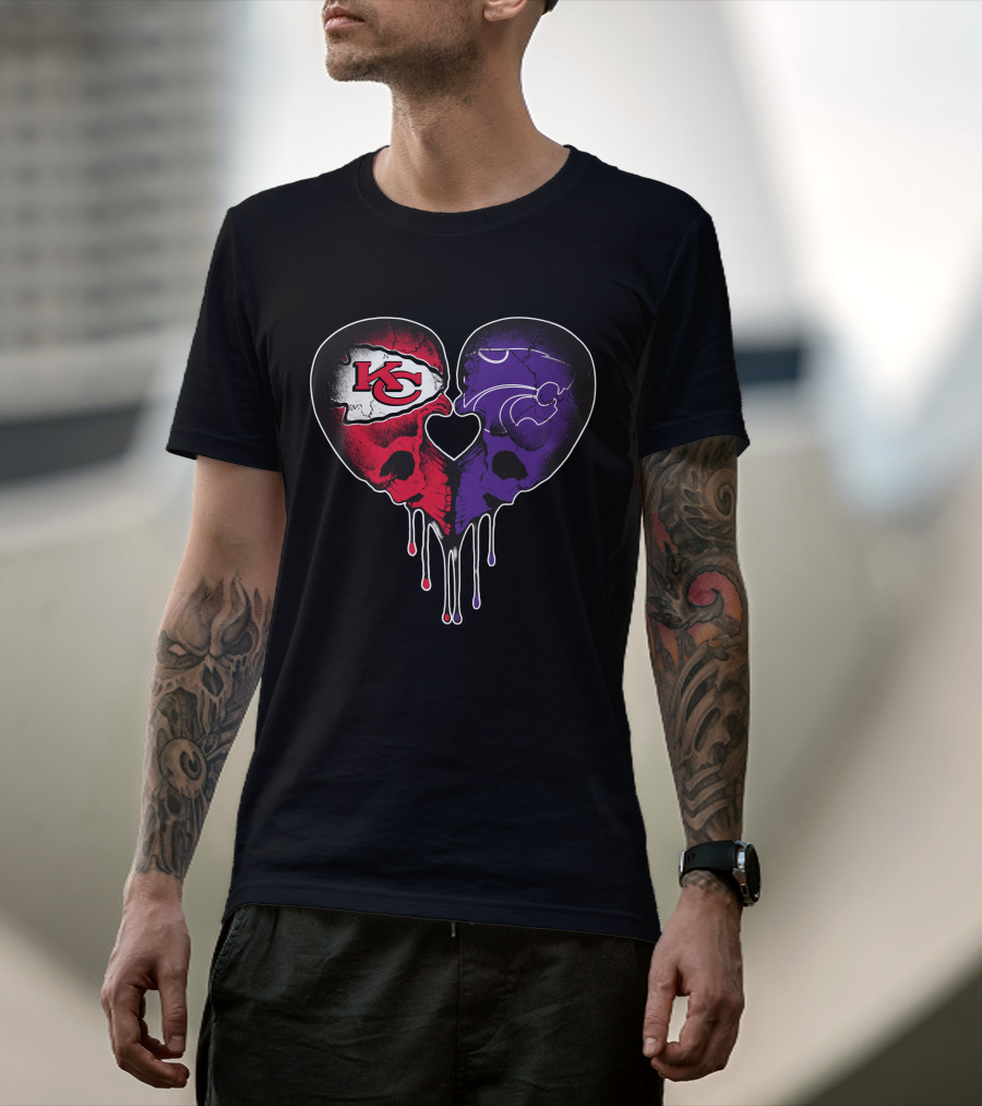 Chiefs Wildcats Heart Skulls T-Shirt