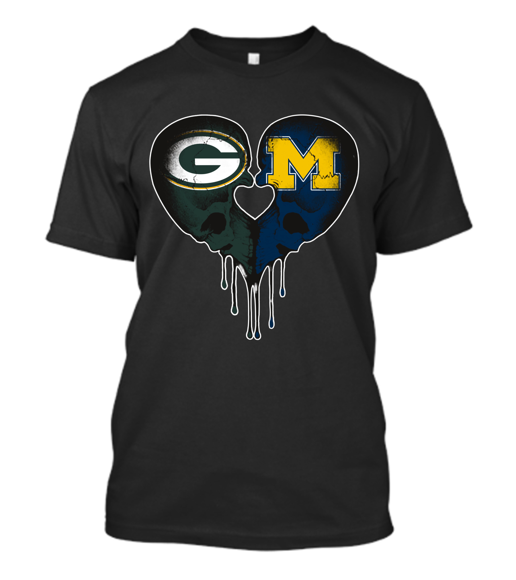 Packers And Michigan Wolverines Heart Fusion T-Shirt