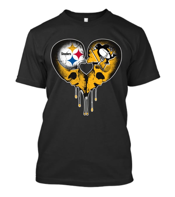 Steelers Penguins Skull Heart Drip T-Shirt
