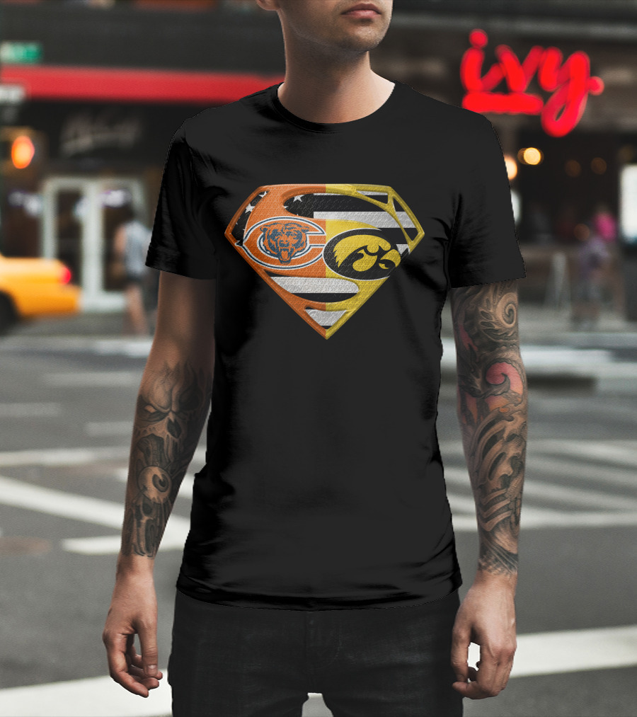 Chicago Bears Iowa Hawkeyes Superman Logo Spm T-Shirt