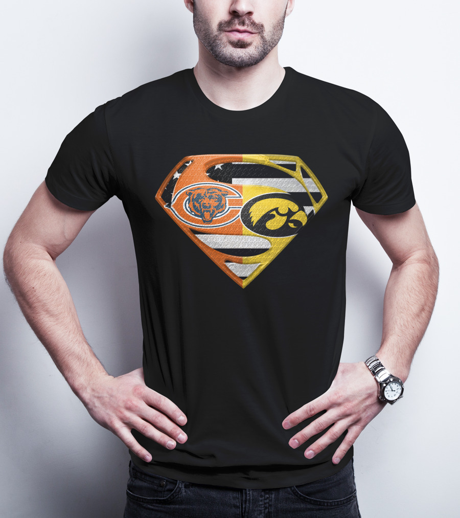 Chicago Bears Iowa Hawkeyes Superman Logo Spm T-Shirt