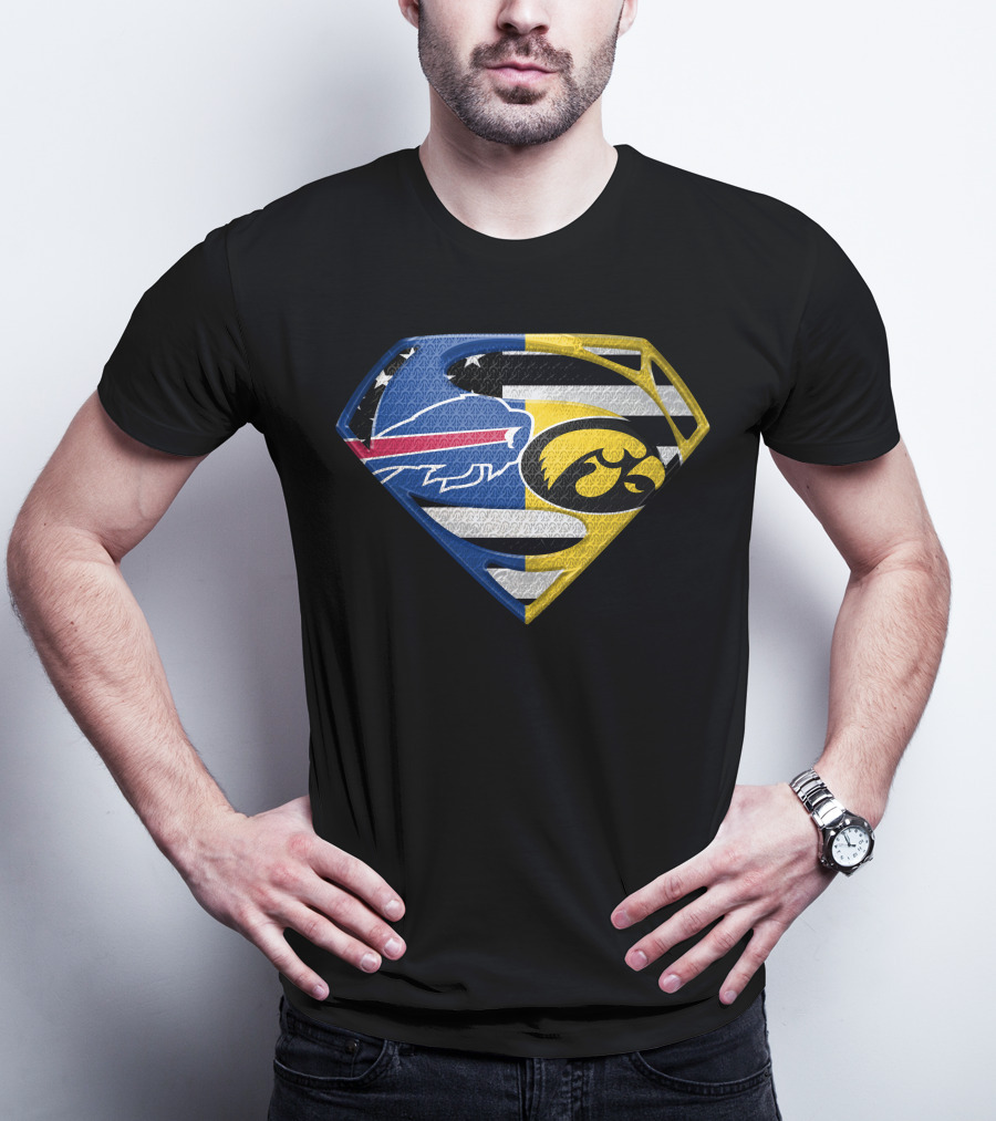 Buffalo Bills Iowa Hawkeyes Superman Logo Fusion T-Shirt