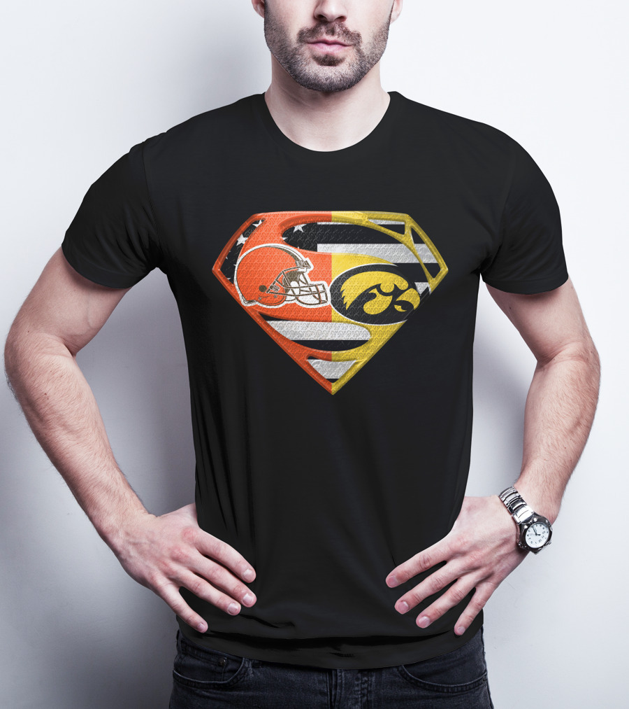 Cleveland Browns Iowa Hawkeyes Superman Logo Spm T-Shirt