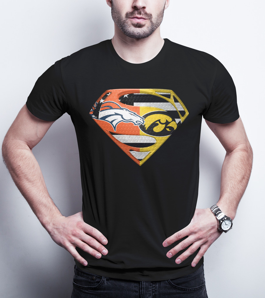 Superman Broncos Hawkeyes Logo Fusion On Spm T-Shirt