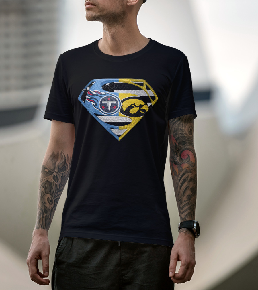 Superman Logo Mashup Titans Iowa Hawkeyes T-Shirt
