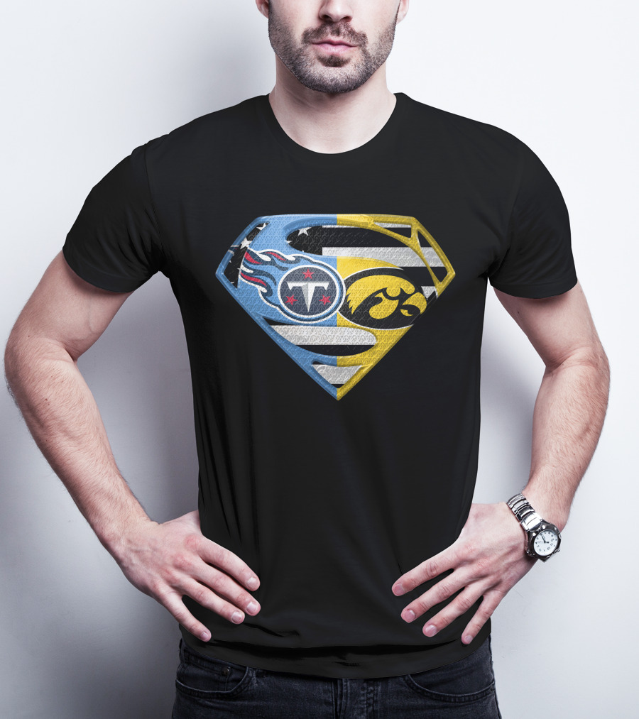 Superman Logo Mashup Titans Iowa Hawkeyes T-Shirt