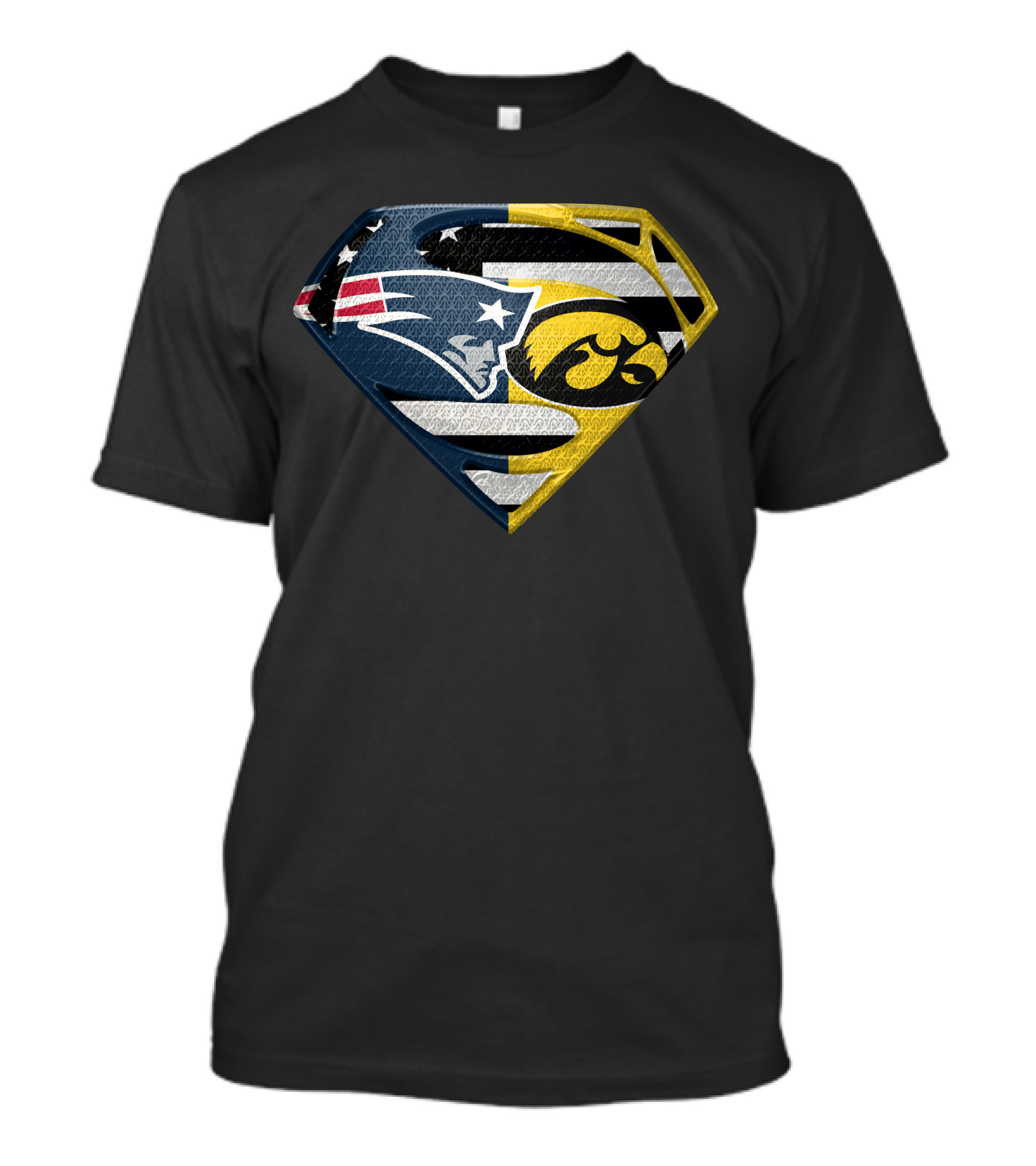 New England Patriots Iowa Hawkeyes Superman Logo Fusion T-Shirt
