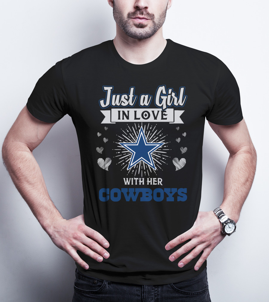 Just A Girl In Love With Her Cowboys Star Hearts T-Shirt