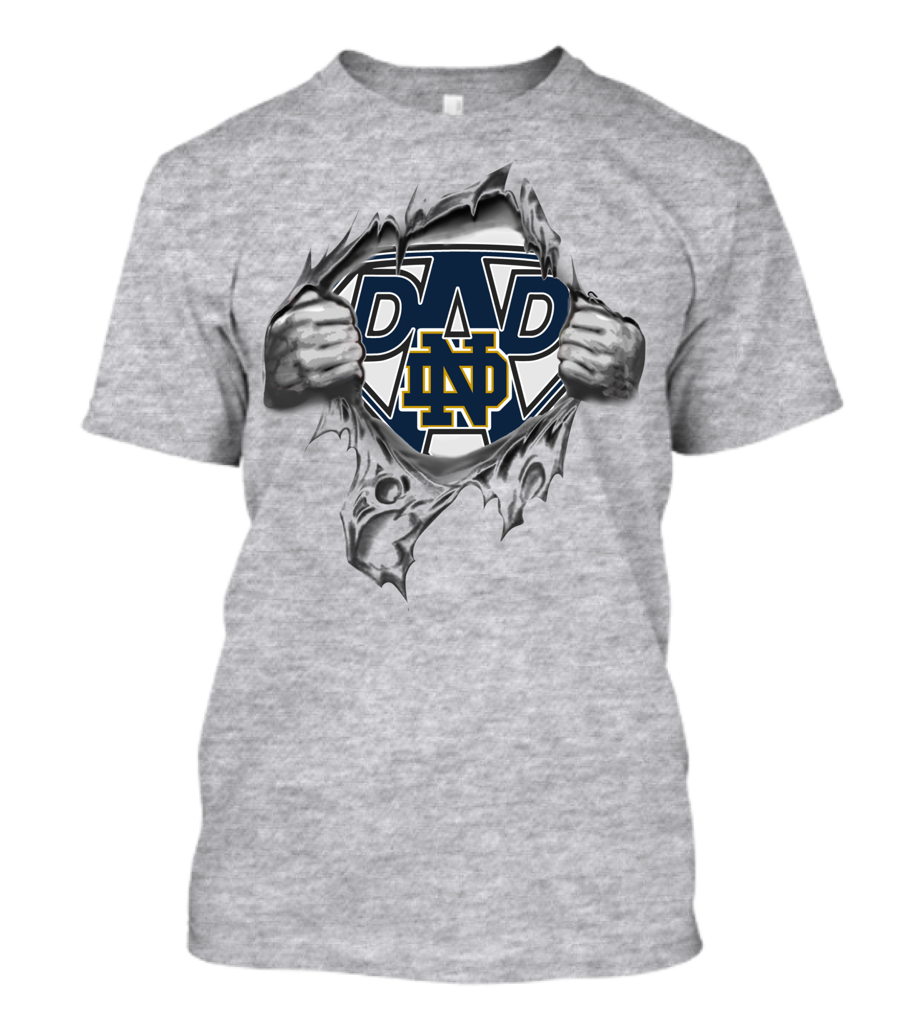 Notre Dame Dad Superhero Logo Rip T-Shirt