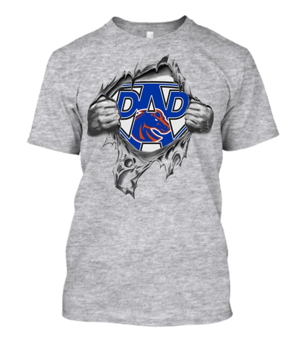 Broncos Dad Superhero Emblem Hands Torn Revealing T-Shirt