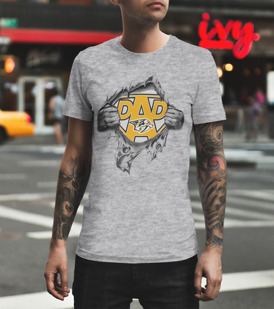 Nashville Predators Super Dad Hero Emblem T-Shirt