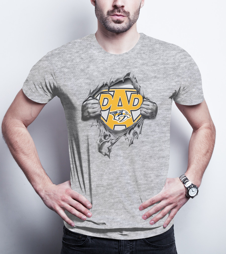 Nashville Predators Super Dad Hero Emblem T-Shirt
