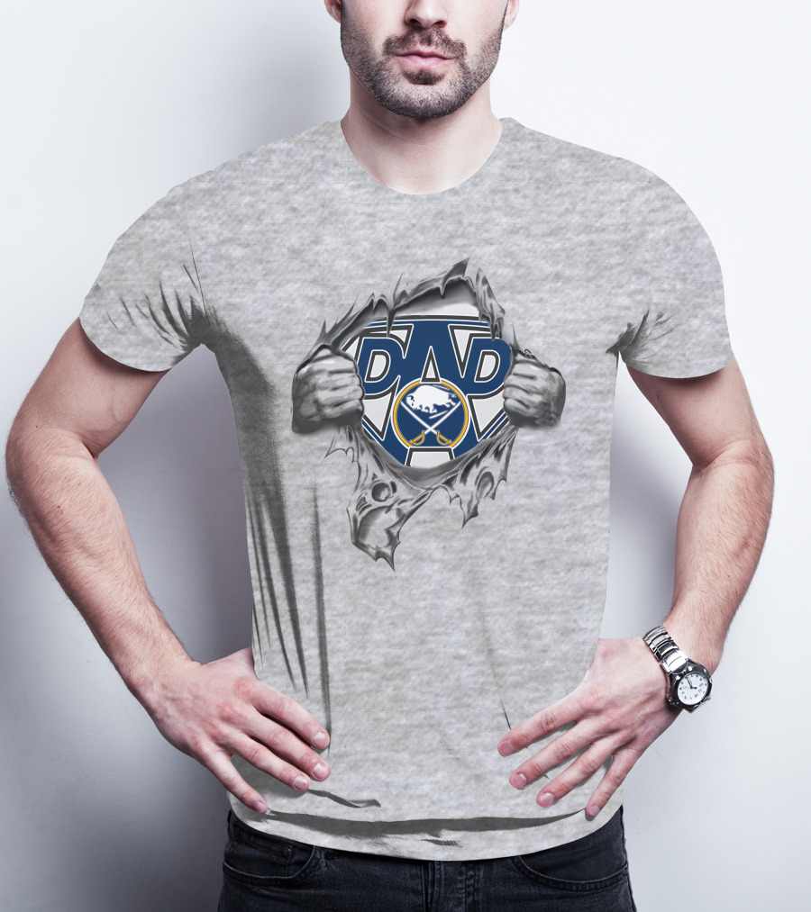 Buffalo Sabres Dad Superhero Logo Retro Rip T-Shirt