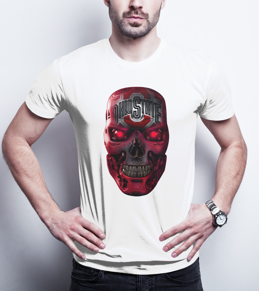 Ohio State Skull Bucks Red Robotic Face T-Shirt