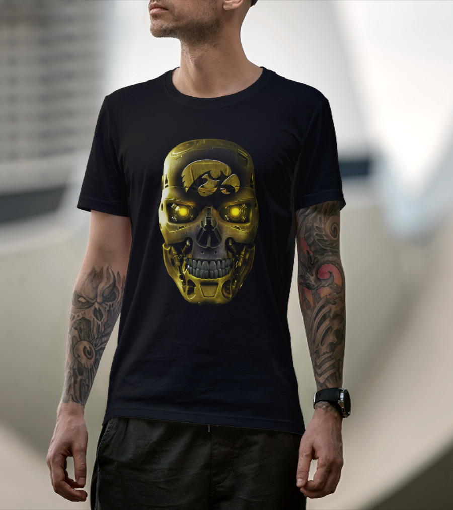 SKULL IOWA HAWKEYES ROBOTIC GOLD MASK T-Shirt