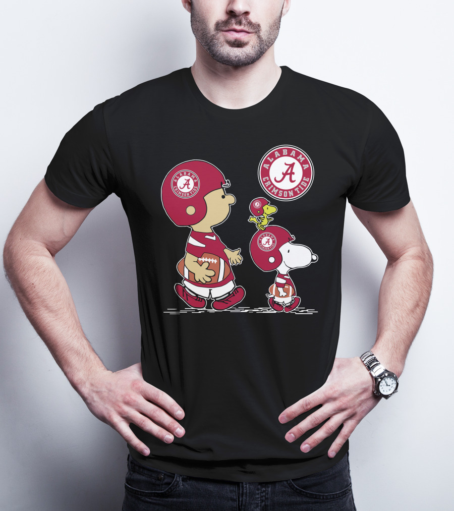 Alabama Crimson Tide Football Peanuts Characters Woodstock And Snoopy T-Shirt