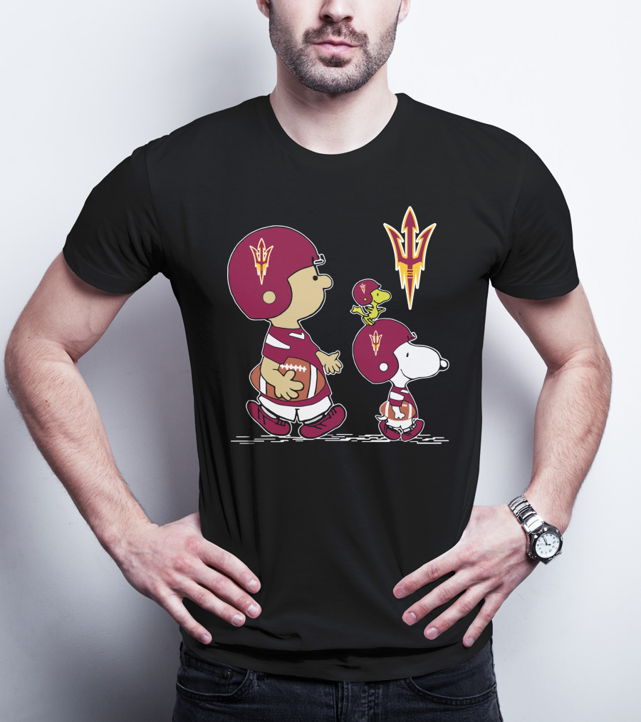 Arizona State Sun Devils Football Charlie Brown And Snoopy T-Shirt