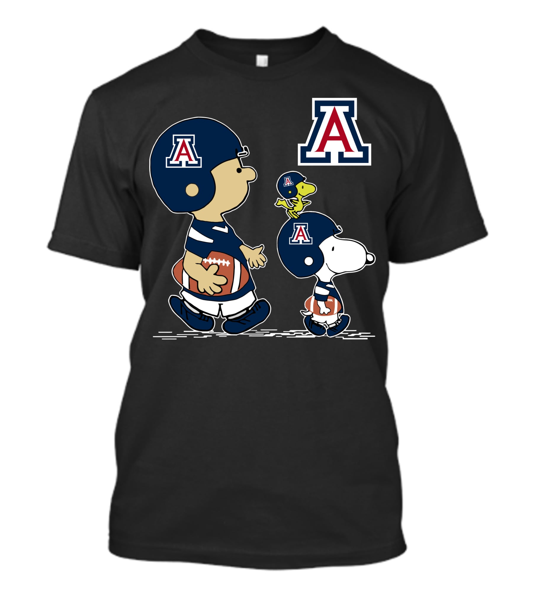 Arizona Wildcats Peanuts Snoopy Charlie Brown Woodstock Football Helmet T-Shirt