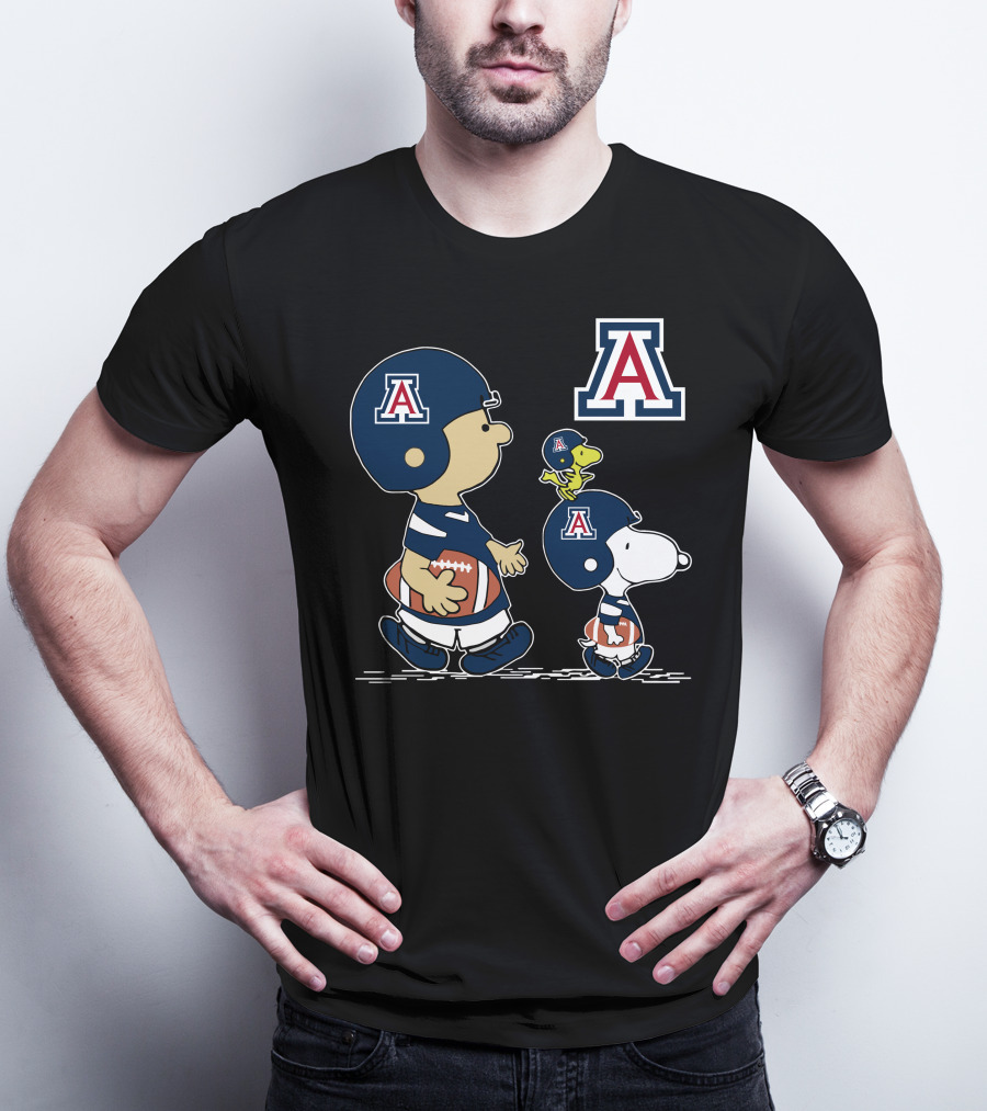 Arizona Wildcats Peanuts Snoopy Charlie Brown Woodstock Football Helmet T-Shirt