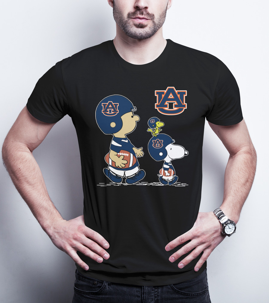 Auburn Tigers Peanuts Characters Football Fan Gear T-Shirt
