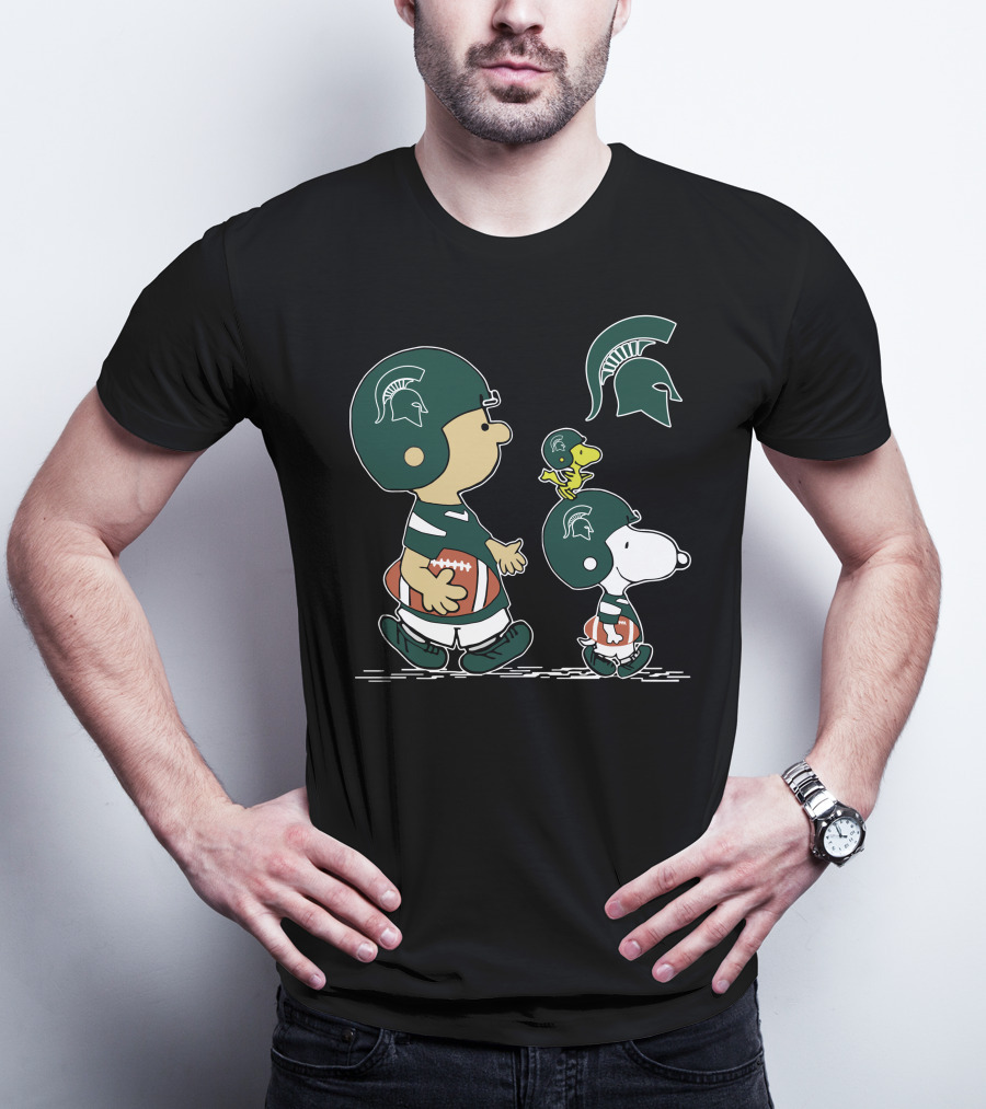 Michigan State Spartans Peanuts Characters Football T-Shirt