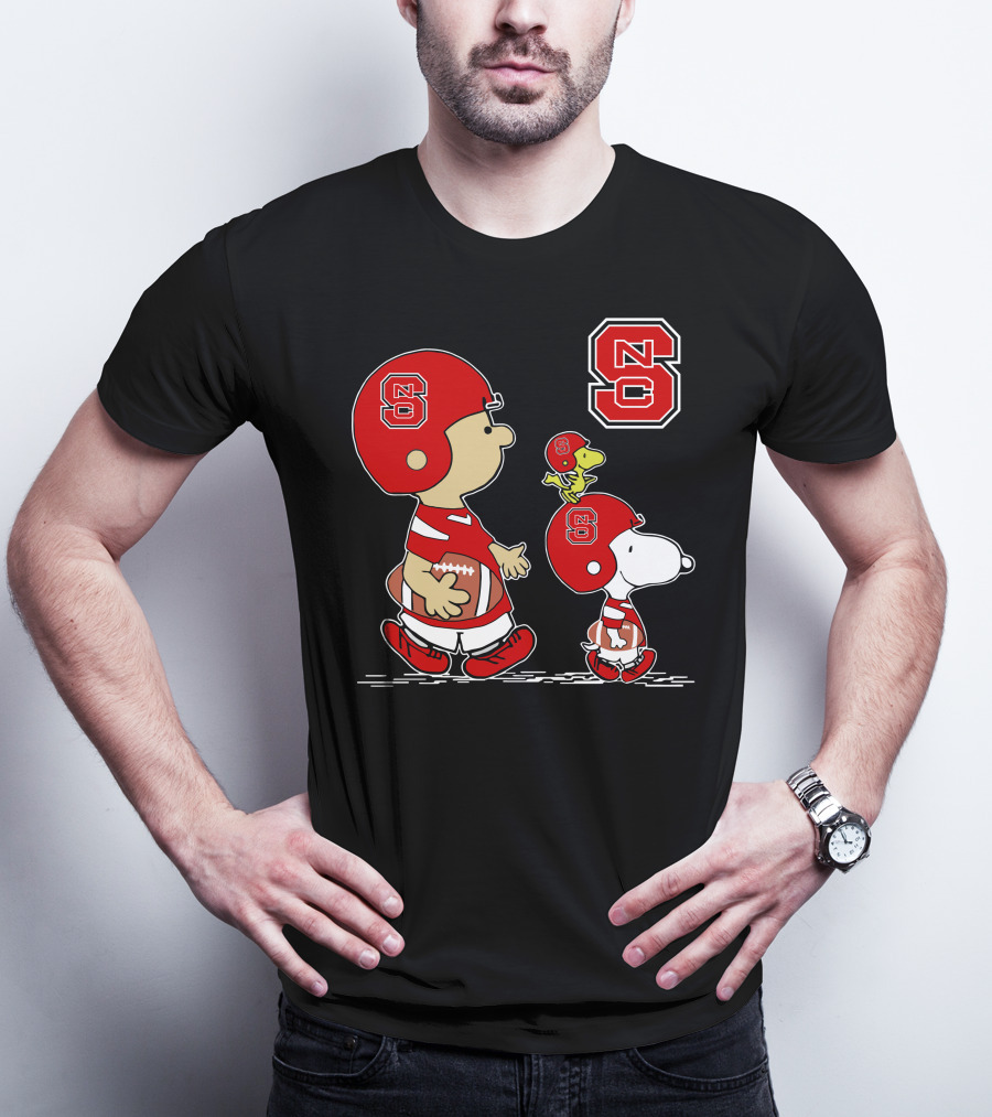 NC State Wolfpack Peanuts Football Adventure Charlie Brown Snoopy Woodstock T-Shirt
