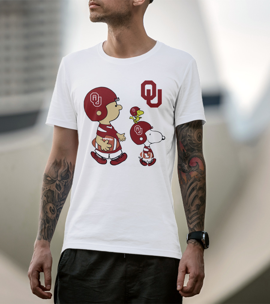 OU Sooners Football Characters With Helmets And Football T-Shirt