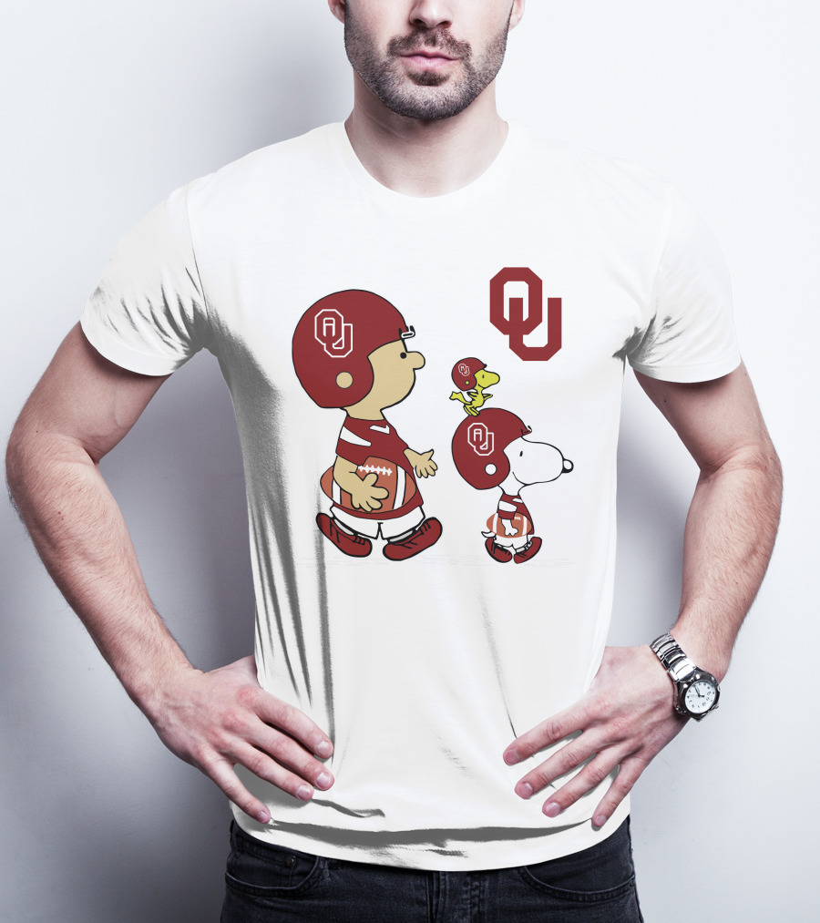 OU Sooners Football Characters With Helmets And Football T-Shirt