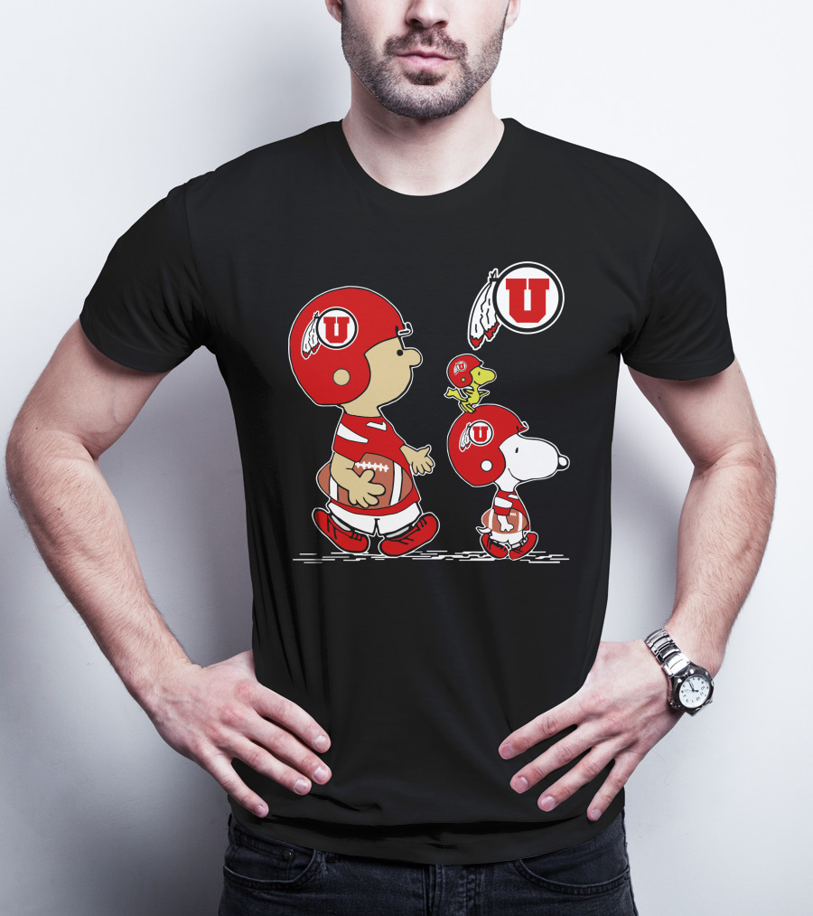 Utah Utes Snoopy Football Peanuts Gear T-Shirt