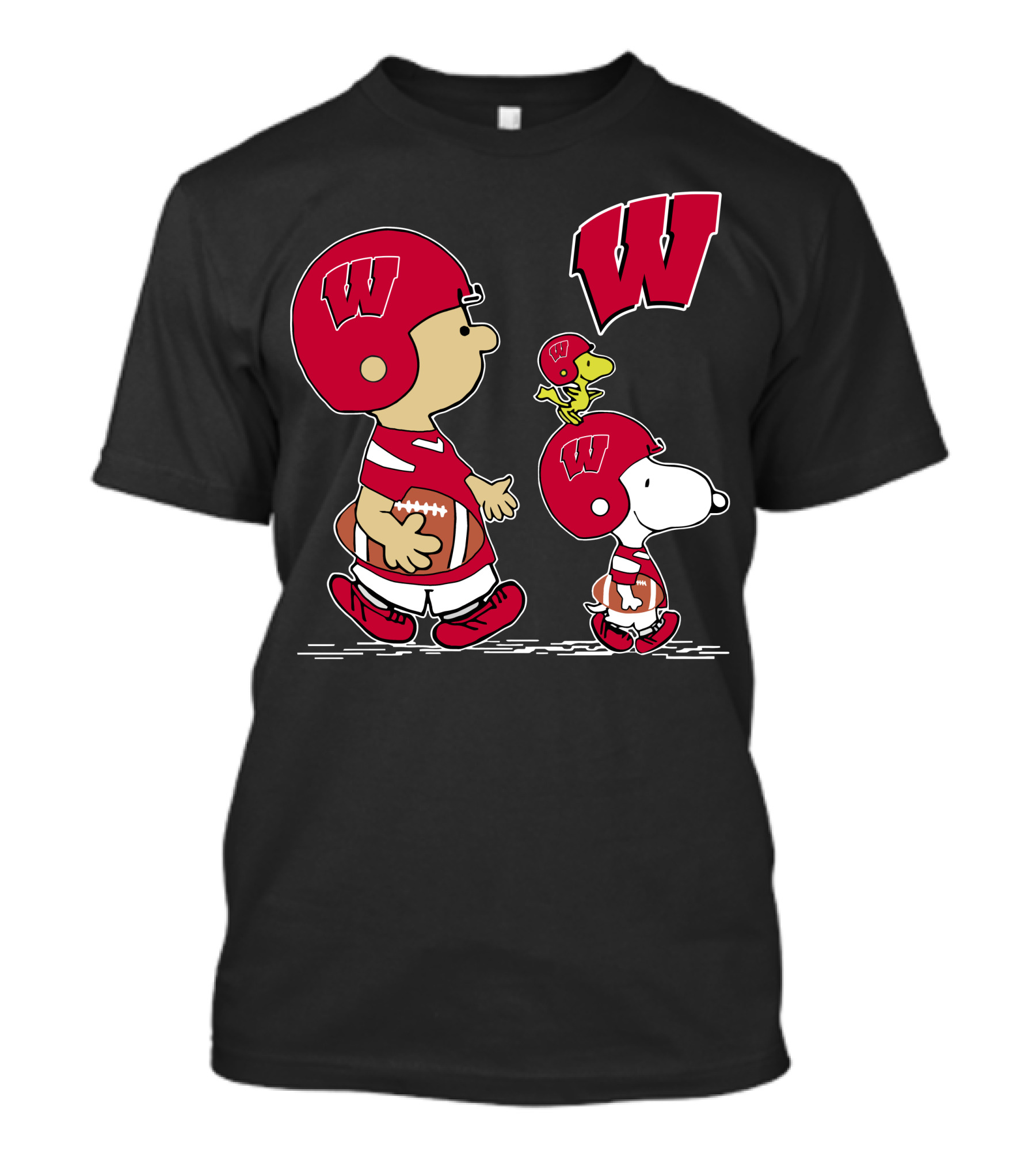 WISCONSIN BADGERS FOOTBALL WITH HELMET AND DOG CHARACTERS T-Shirt