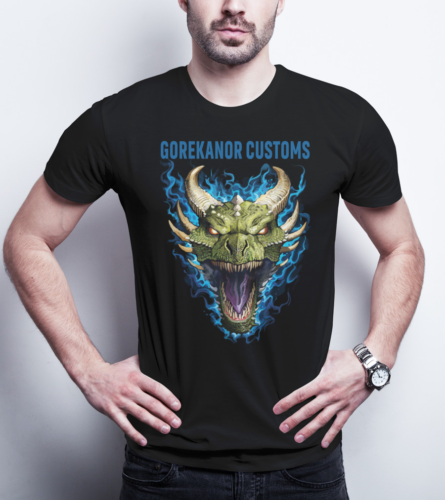 GOREKANOR CUSTOMS DRAGON HEAD WITH BLUE FLAMES T-Shirt