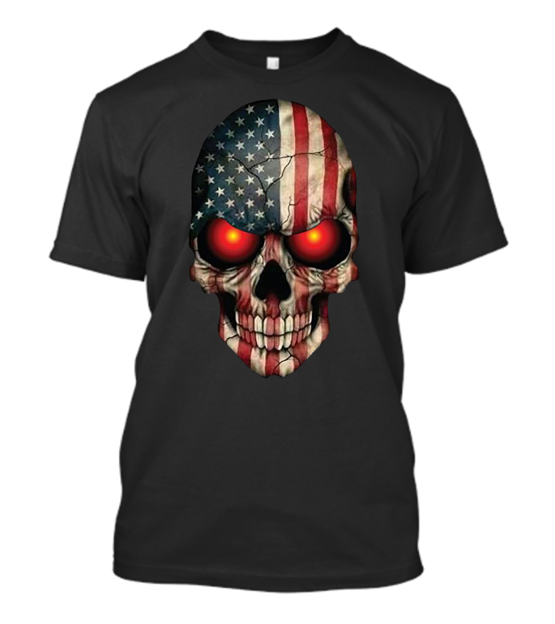 Stars And Stripes Skull With Glowing Eyes T-Shirt